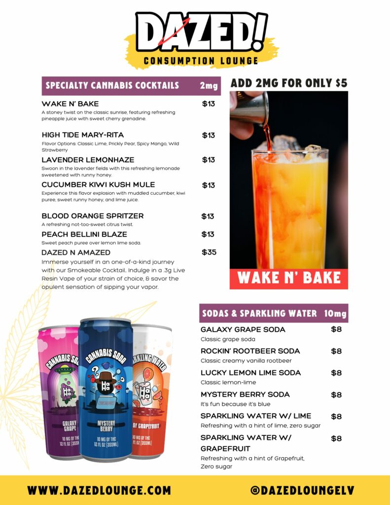 Menu - Dazed - The Best Consumption Lounge in Las Vegas!