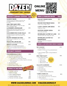 Menu - Dazed - The Best Consumption Lounge in Las Vegas!